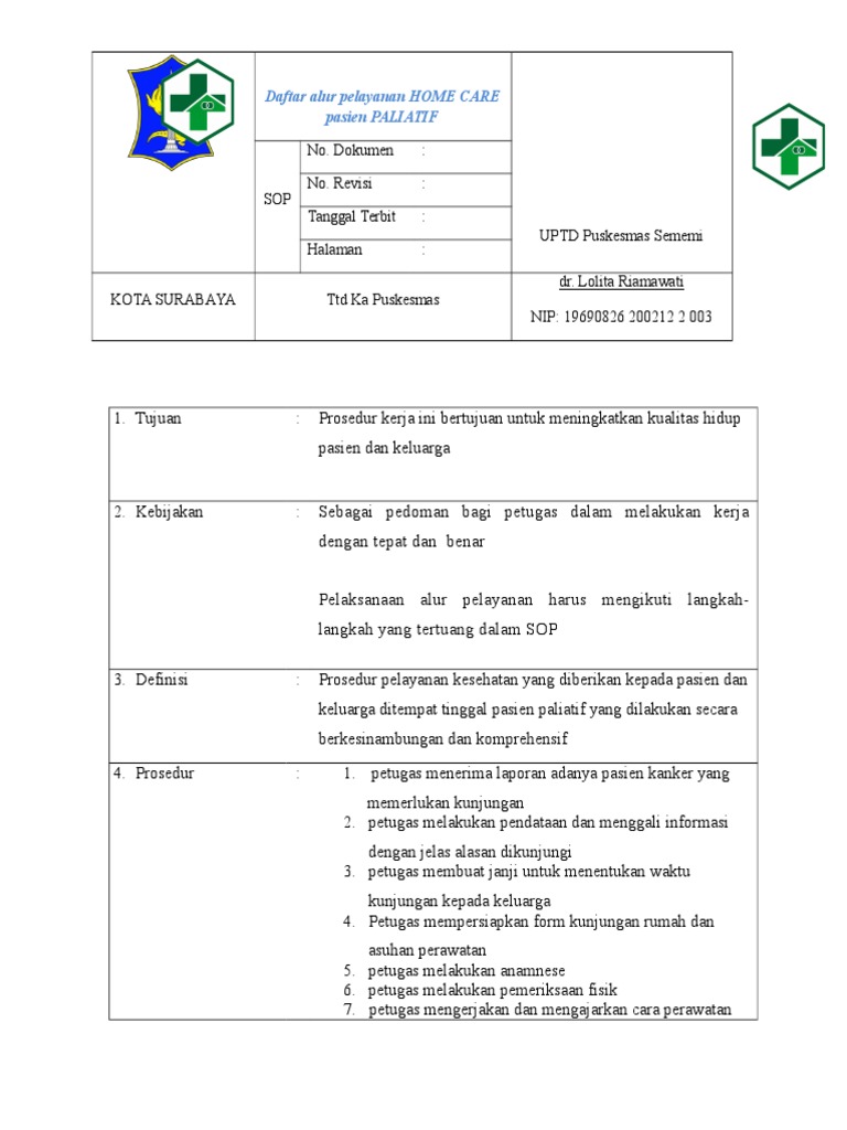 Sop Home Care Paliatif | PDF