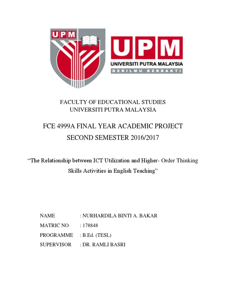 ICT and Higher-Order Thinking in TESL | PDF | Technology & Engineering