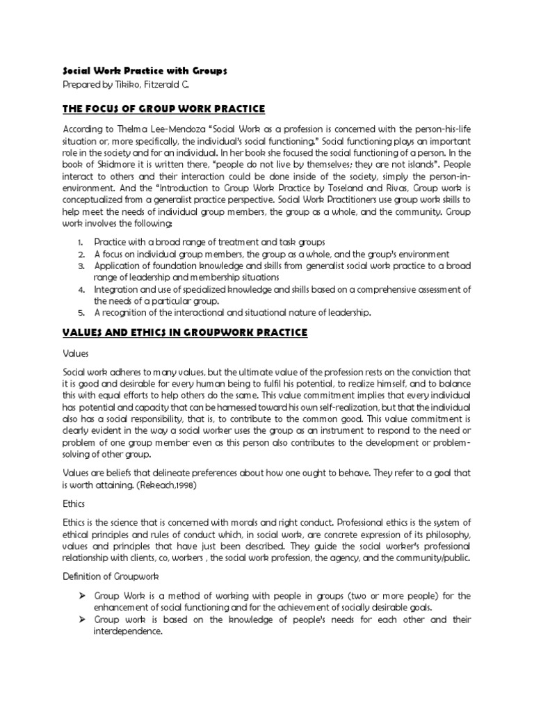 The Focus of Group Work Practice | PDF | Psychotherapy | Community