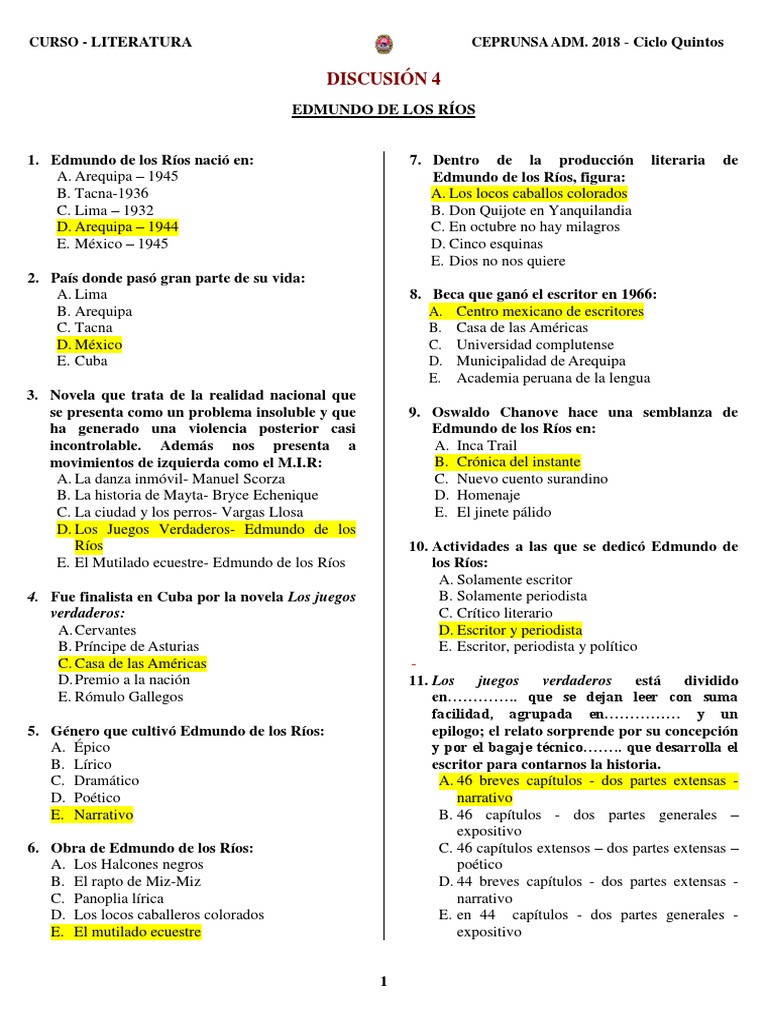 4ta Practica Lit | PDF | Novelas | Perú