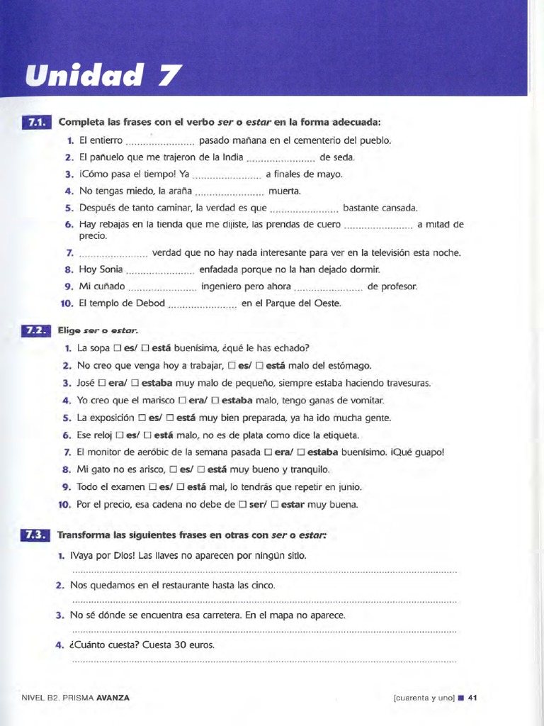 Ejercicios Ser y Estar B2 | PDF