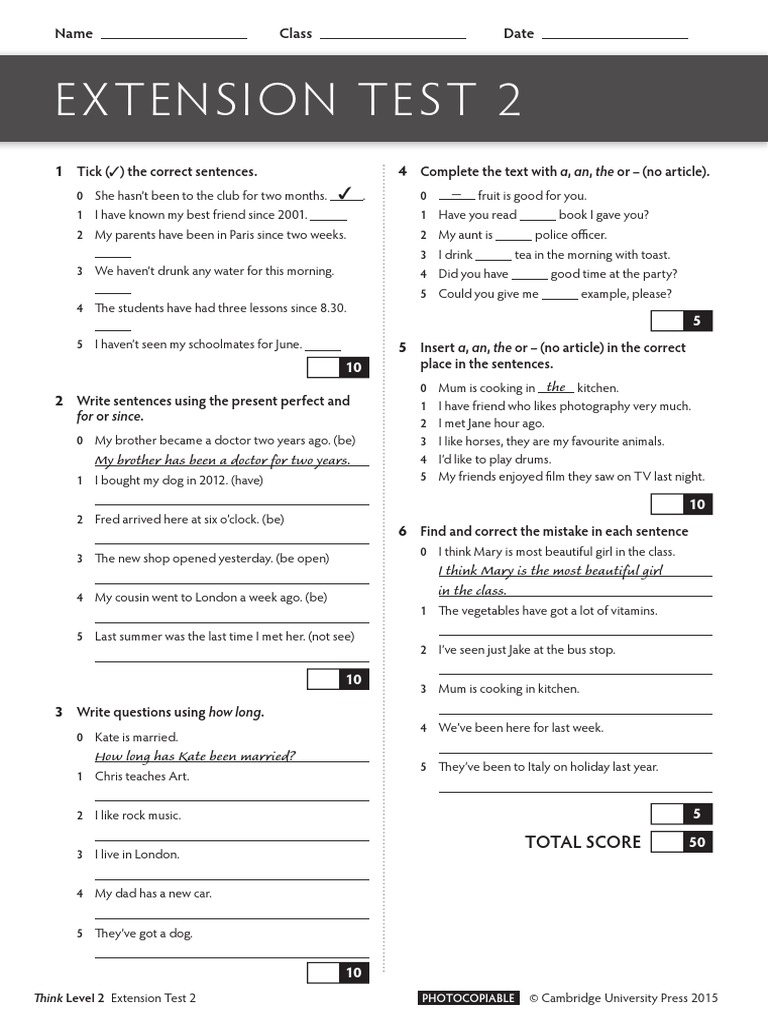 Unit 2 Extension Test PDF | PDF