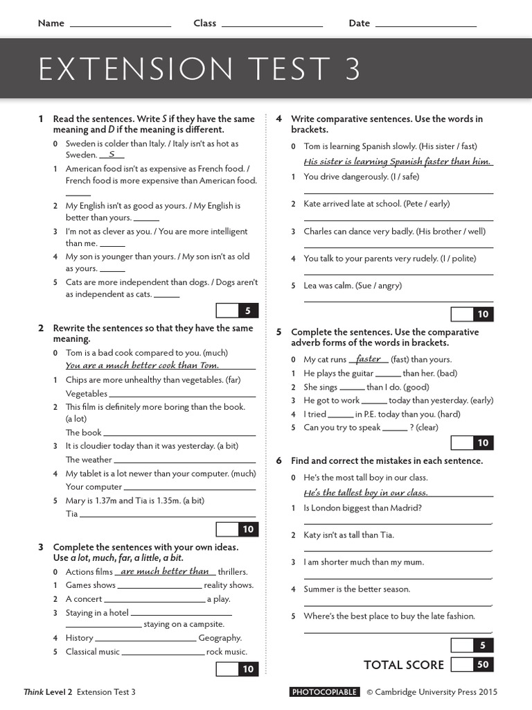 Unit 3 Extension Test PDF | PDF