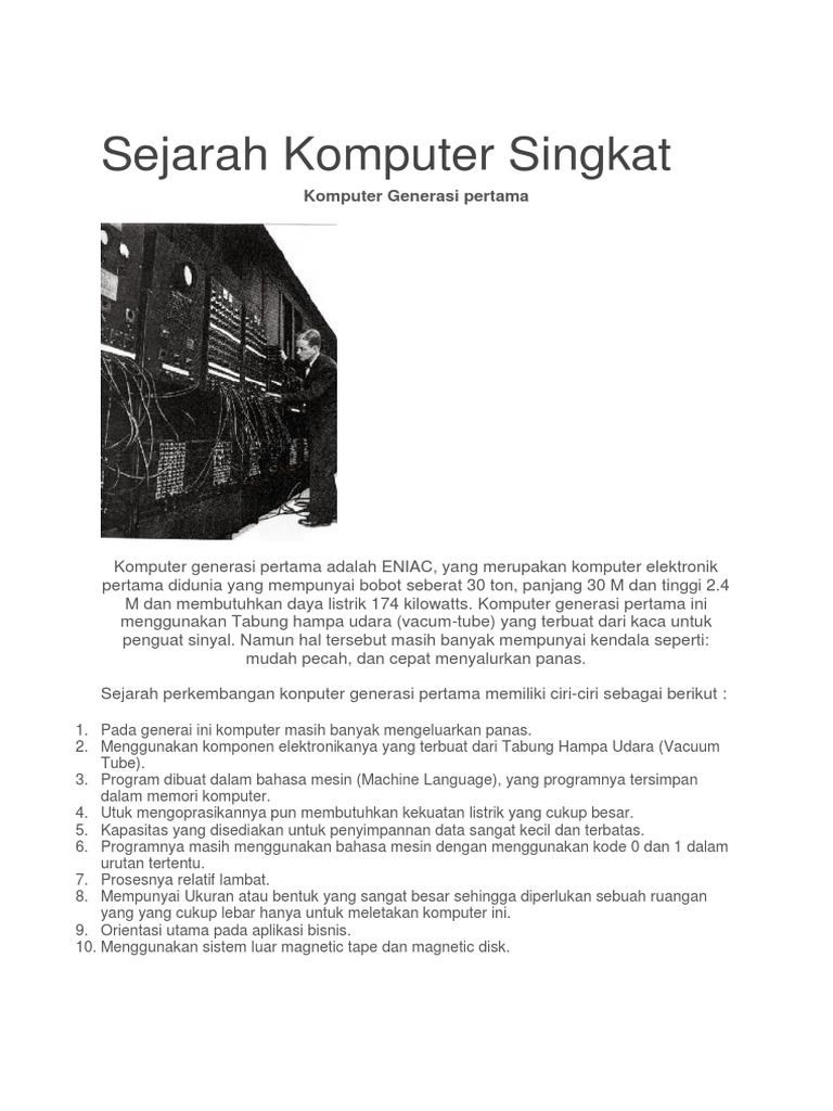 Sejarah Komputer: Panduan Singkat untuk Pengetahuan Teknologi