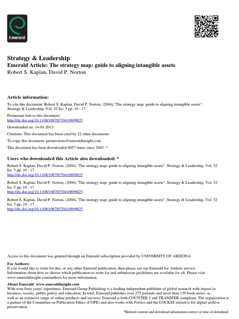 Kaplan2004 The Strategy Map | PDF | Strategic Management | Business Process