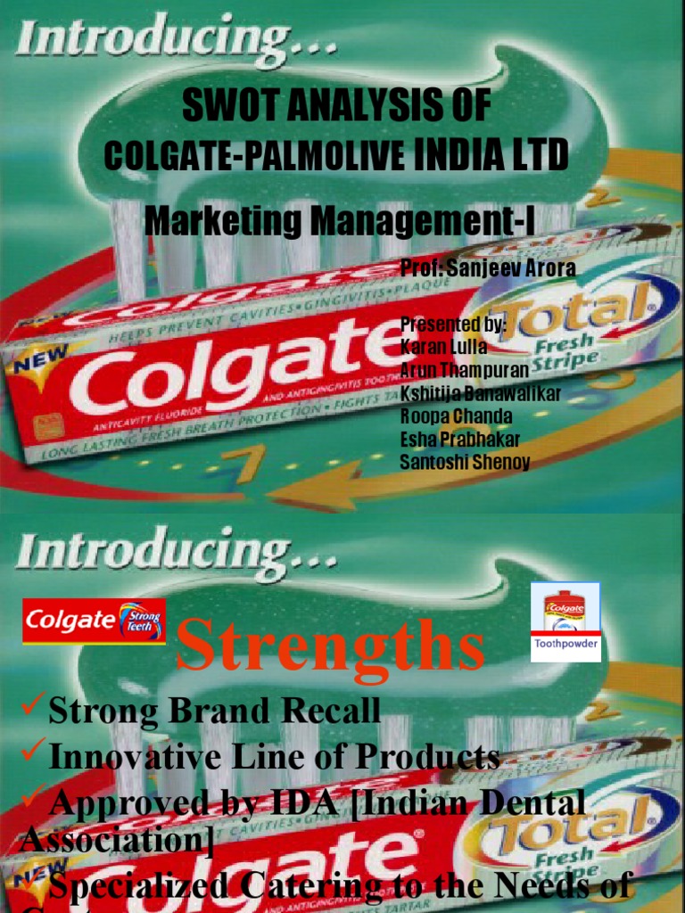 SWOT Analysis of Colgate-Palmolive India | PDF | Business | Finance ...