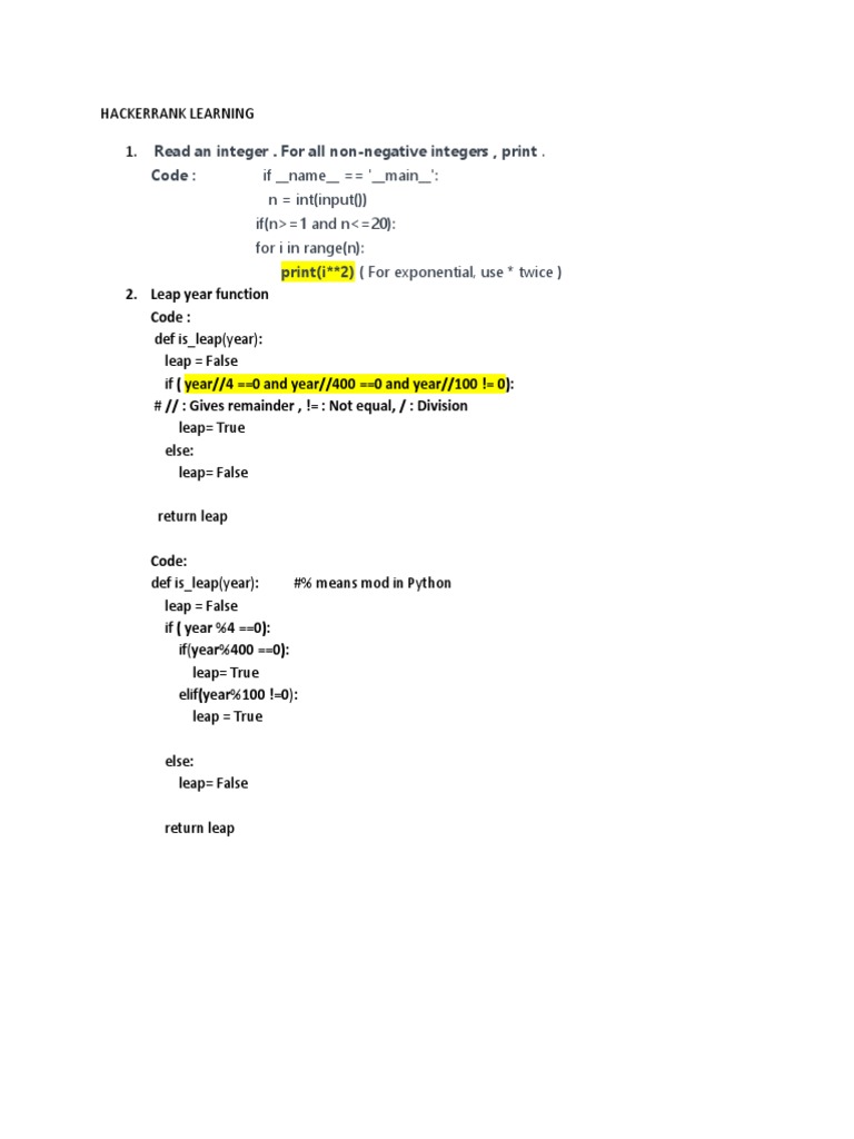 Hackerrank Learning | PDF