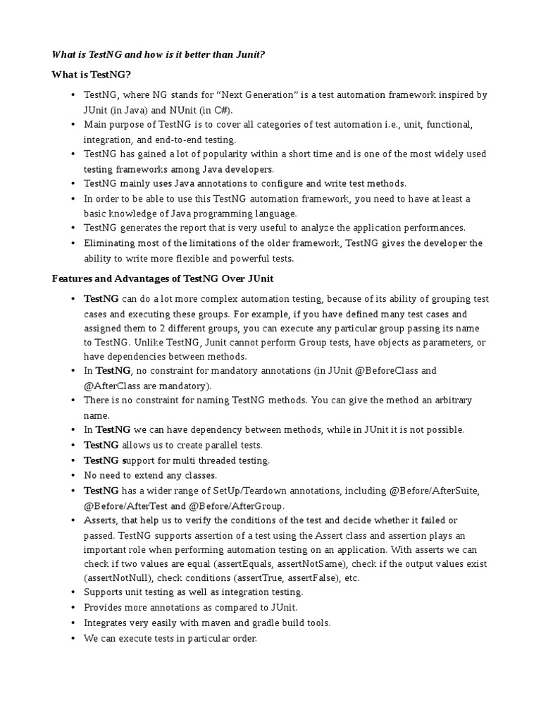 What Is Testng and How Is It Better Than Junit? | PDF | Computer ...