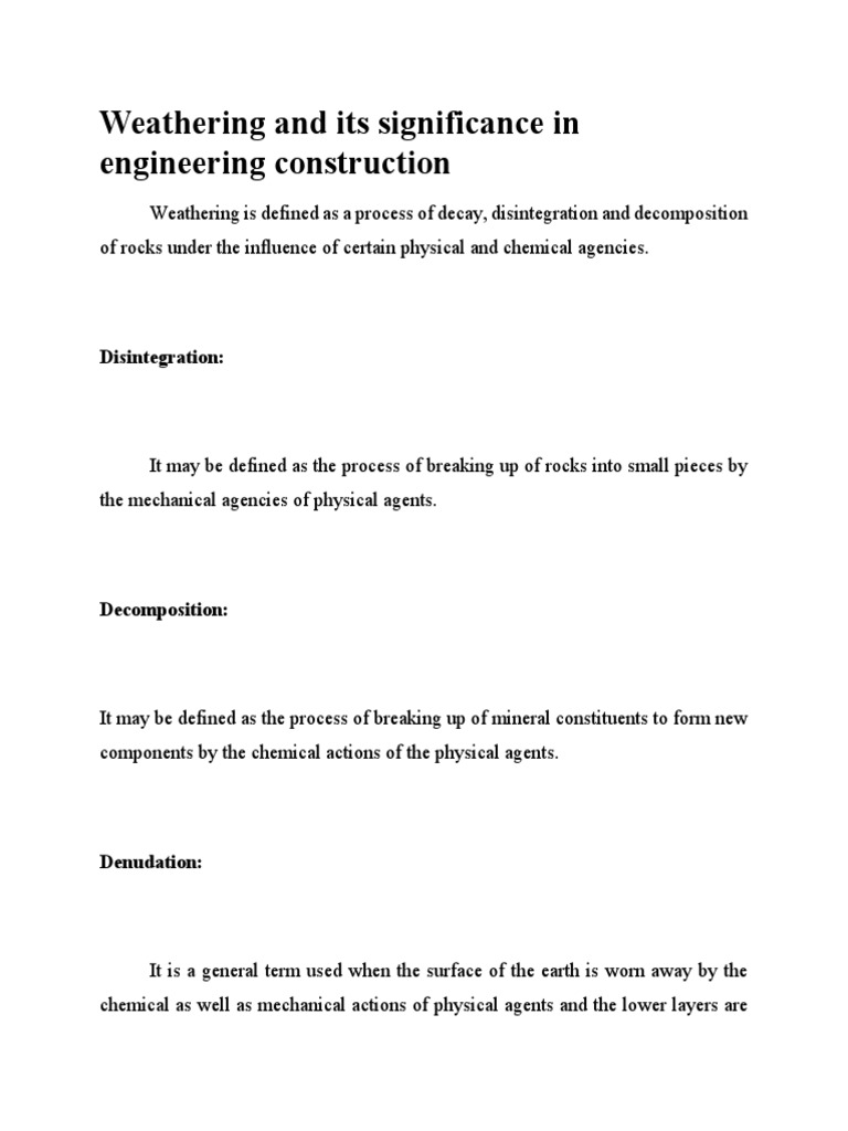 Weathering and Its Significance in Engineering Construction | Download ...