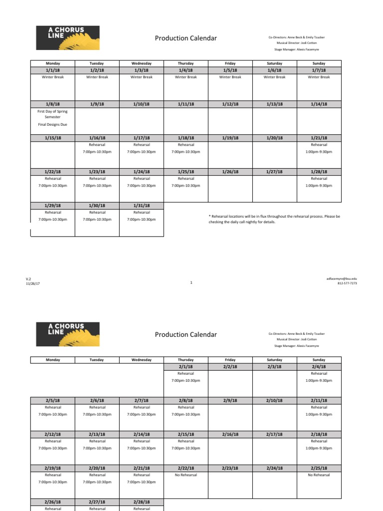 A Chorus Line - Calendar V2 | PDF | Leisure