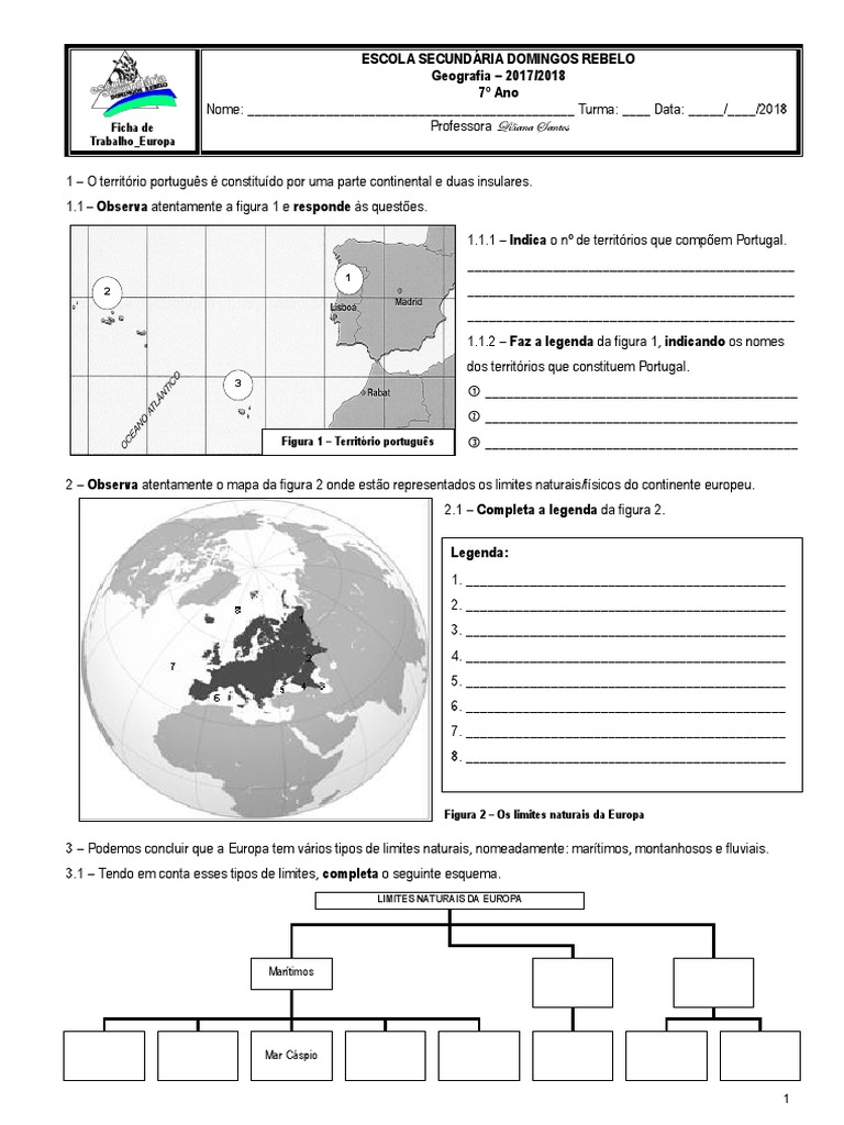 Ficha de Trabalho - Europa | PDF | Turismo na Europa | União Europeia