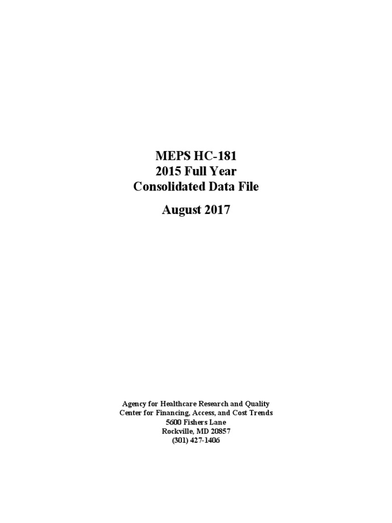 MEPS HC Doc 2015 | PDF | Survey Methodology | Science