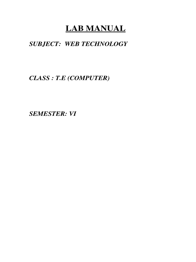 Lab Manual: Subject: Web Technology | PDF | Html Element | Cascading Style Sheets