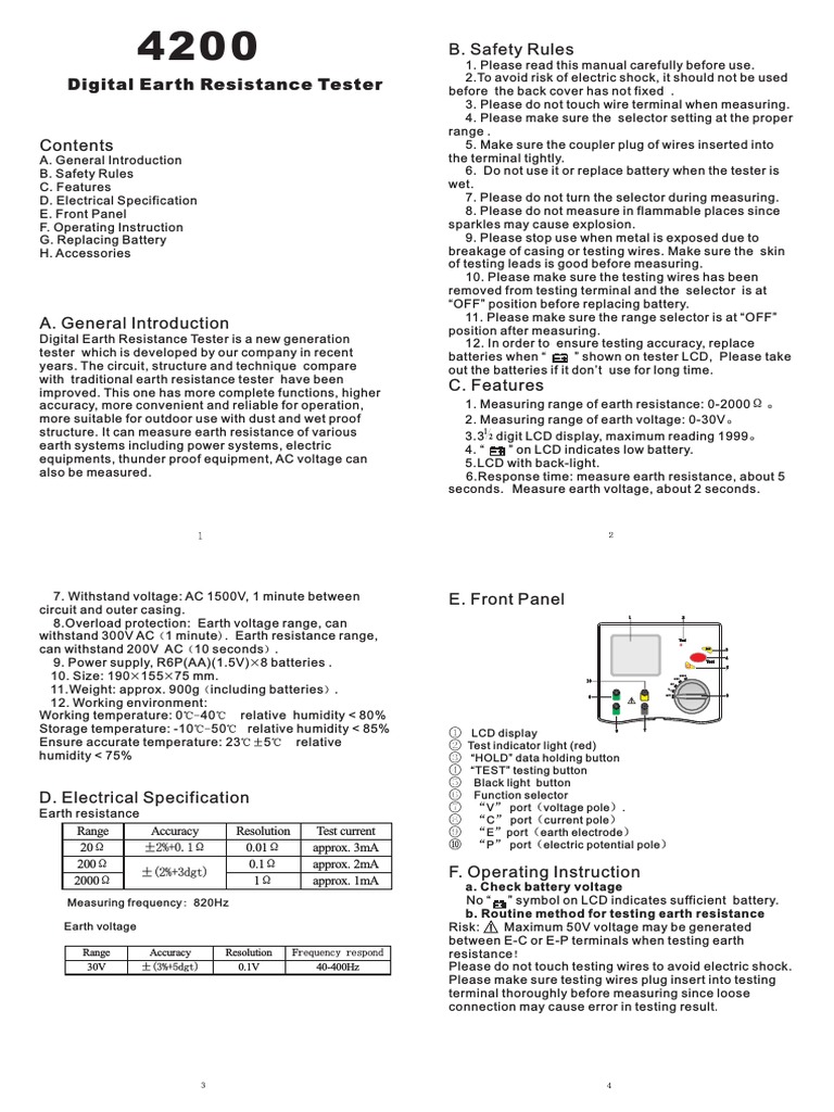 DY4200 | PDF | Battery (Electricity) | Electrical Resistance And ...