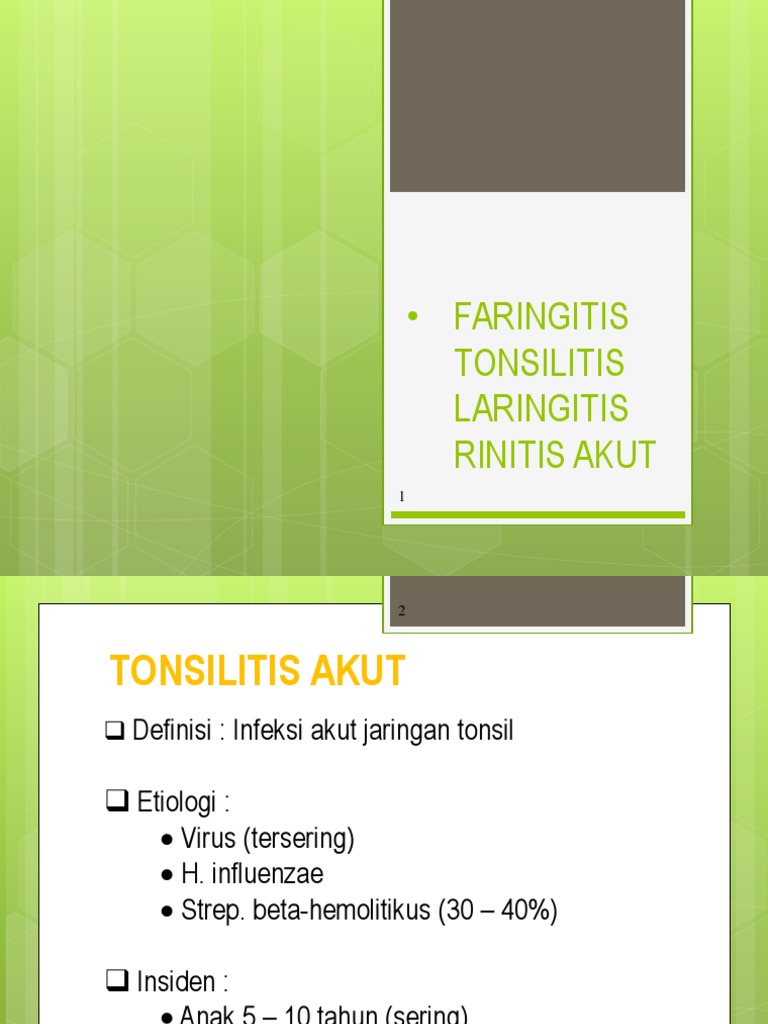 Faringitis, Tonsilitis, Laringitis, Dan Rinitis Akut | PDF