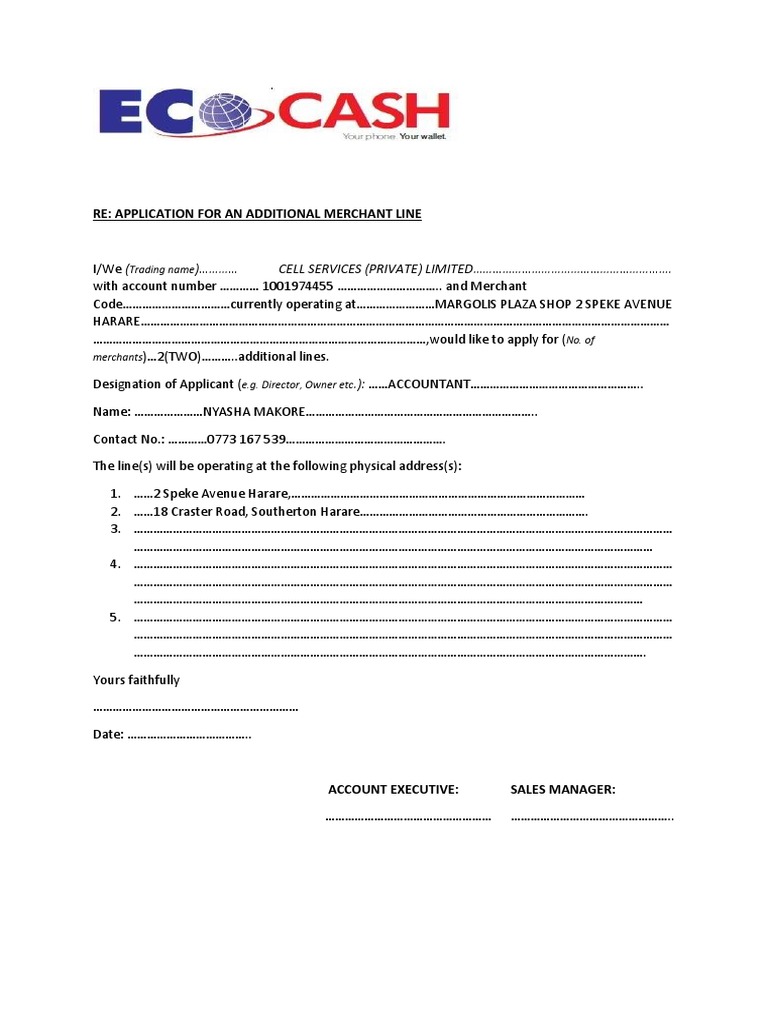 Additional Line Template | PDF | Finance & Money Management | Computers