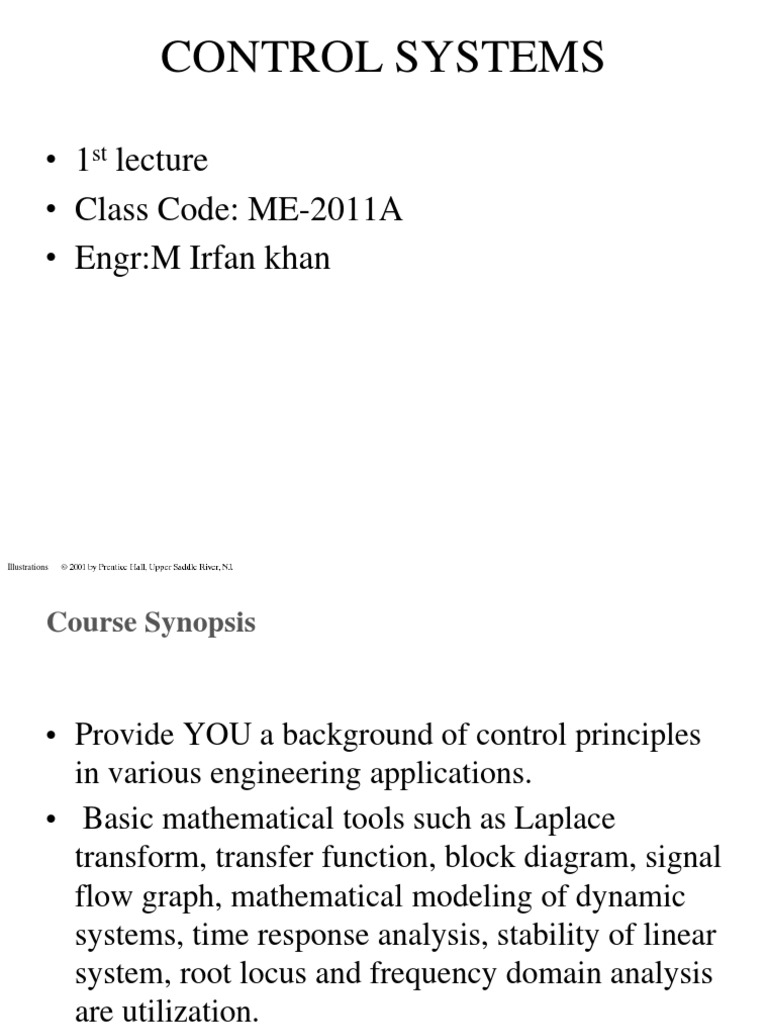 Control Systems: - 1 - Class Code: ME-2011A - Engr:M Irfan Khan | PDF ...