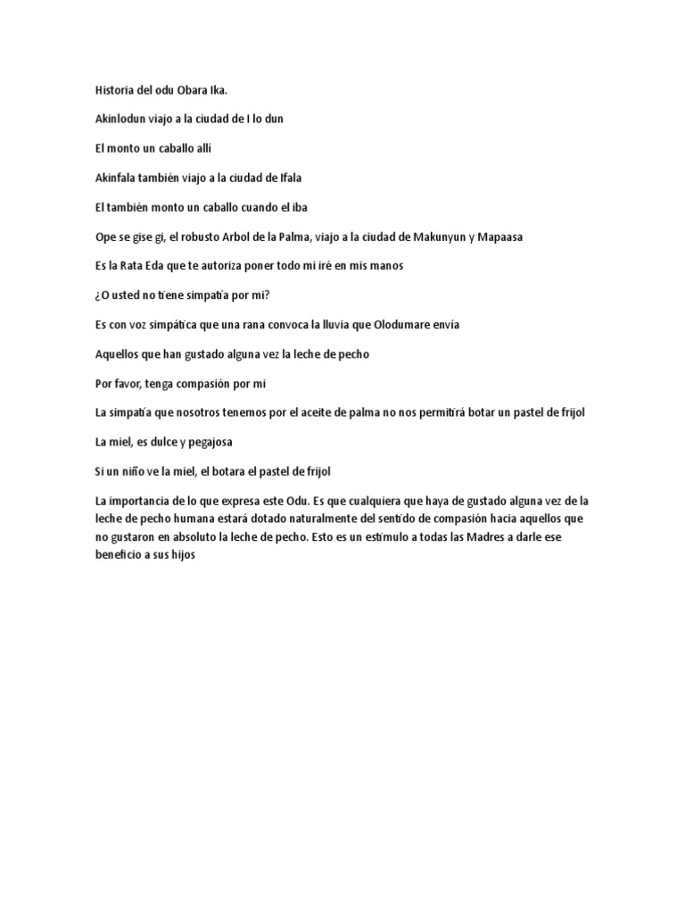 Historia Del Odu Obara Ika | PDF