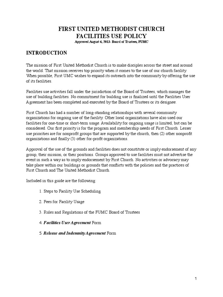 Building Use Policy Approved August 7 2013 | PDF | Liability Insurance ...