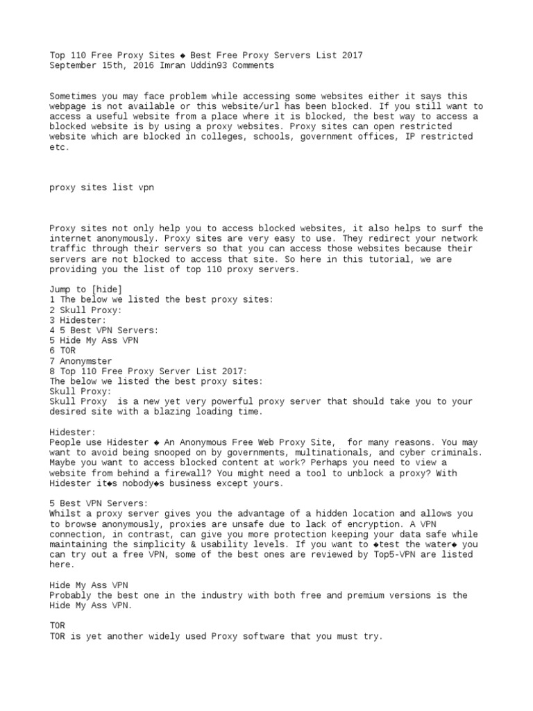 Proxy Lists | PDF | Proxy Server | Tor (Anonymity Network)