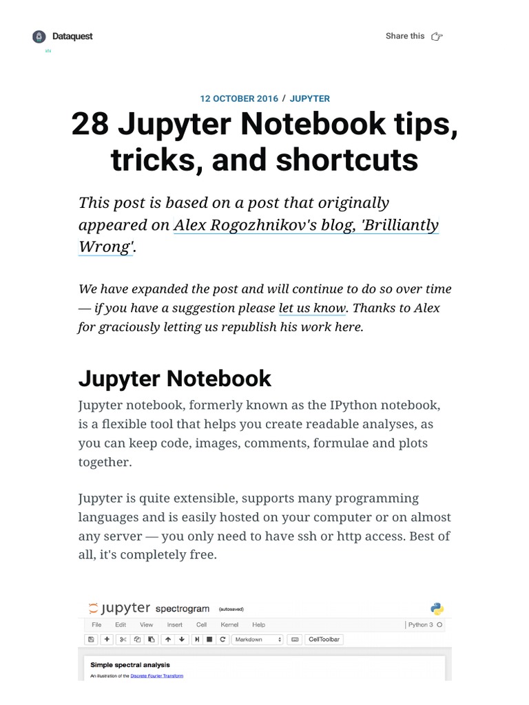 28 Jupyter Notebook Tips, Tricks and Shortcuts | PDF | Computer Keyboard | Python (Programming ...
