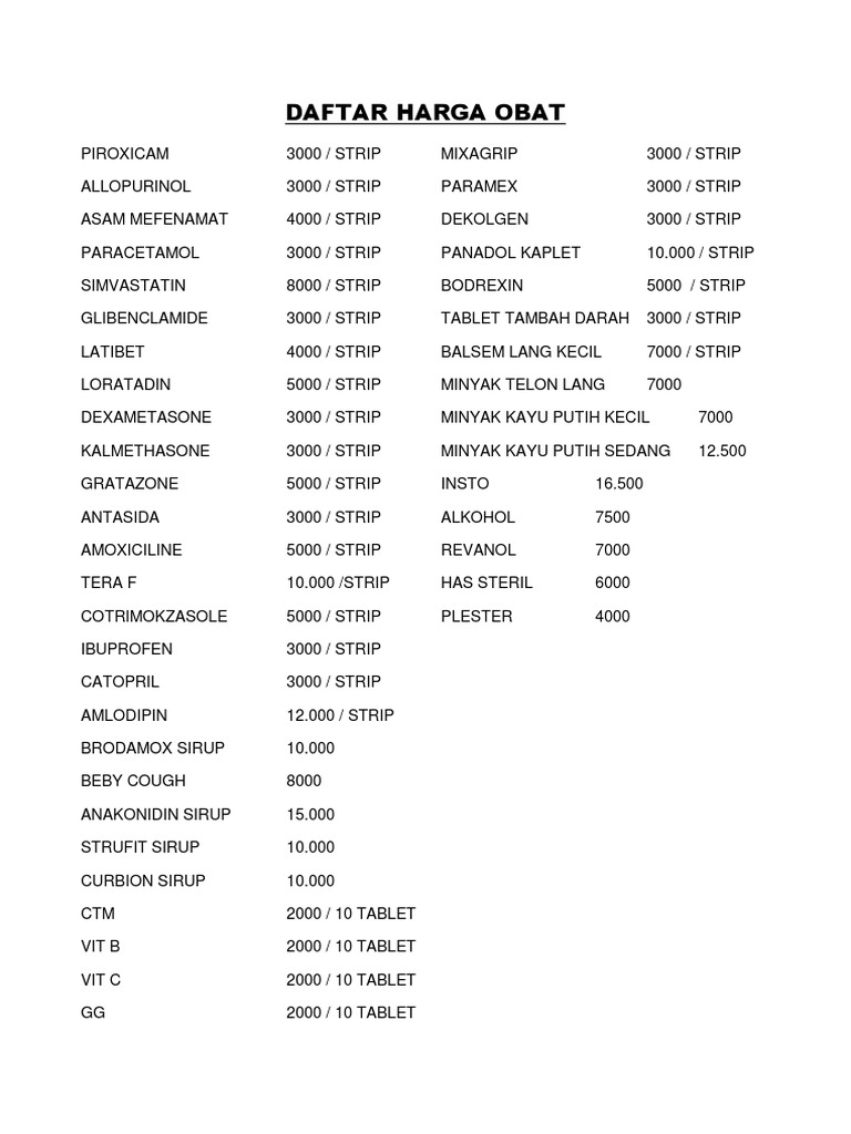 Daftar Harga Obat | PDF | Kesehatan Holistik