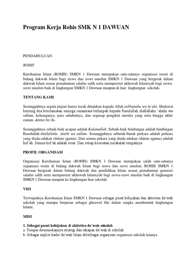Program Kerja Rohis Can Di Edit | PDF