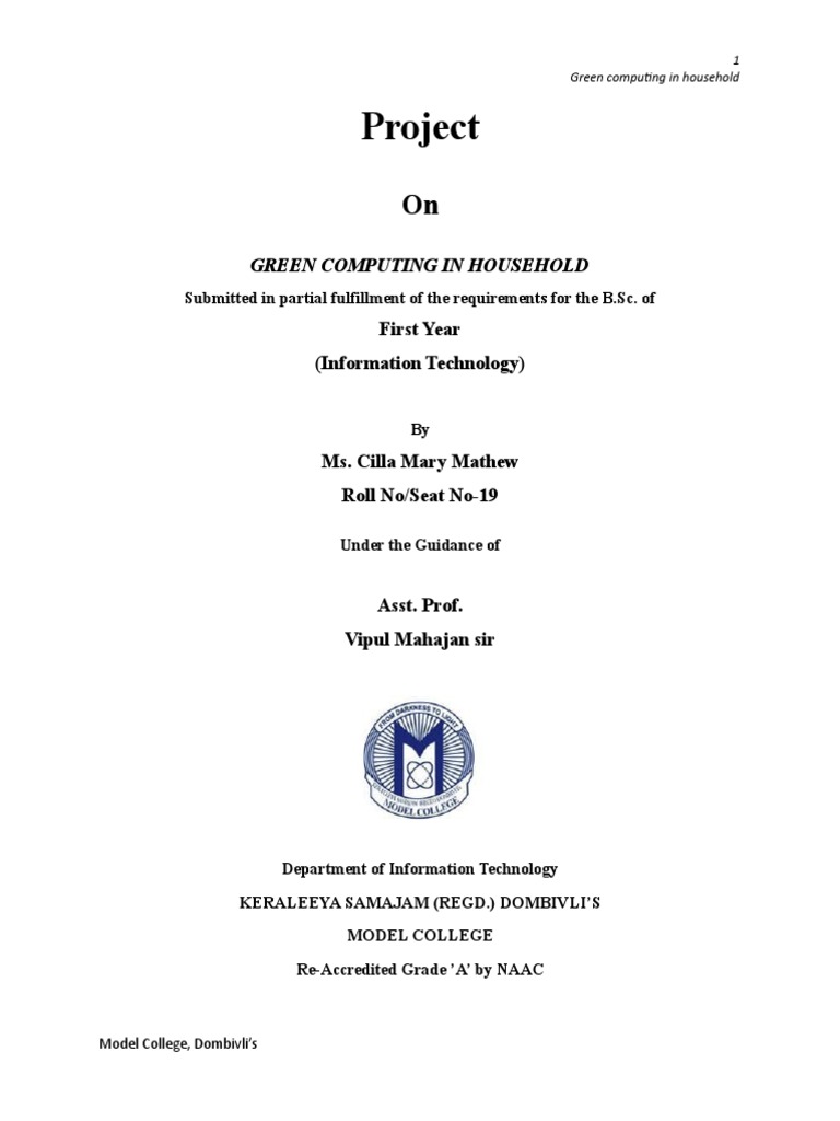 Managing E-Waste (Project Report Sample) | PDF | Efficient Energy Use ...