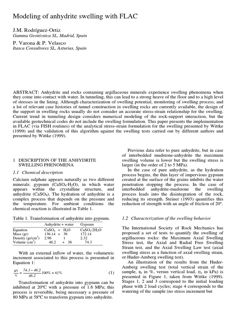 2925 Modeling of Anhydrite Swelling With Flac | PDF | Elasticity ...