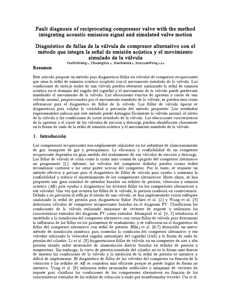 Automated Fault Classification Of Reciprocating Compressors From Vibration Data Traducido