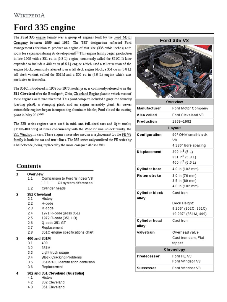 Ford 335 Engine | PDF | V8 Engine | Mechanical Engineering