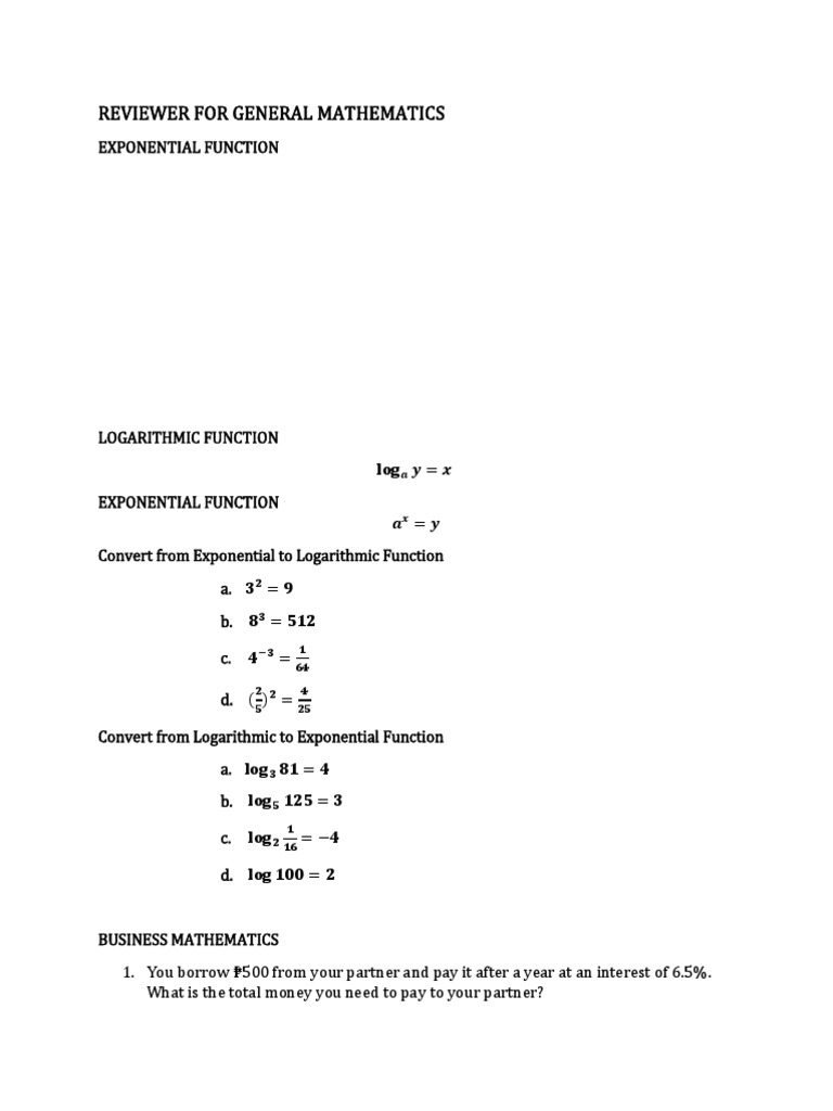 Exponential and Logarithmic Functions Guide | PDF