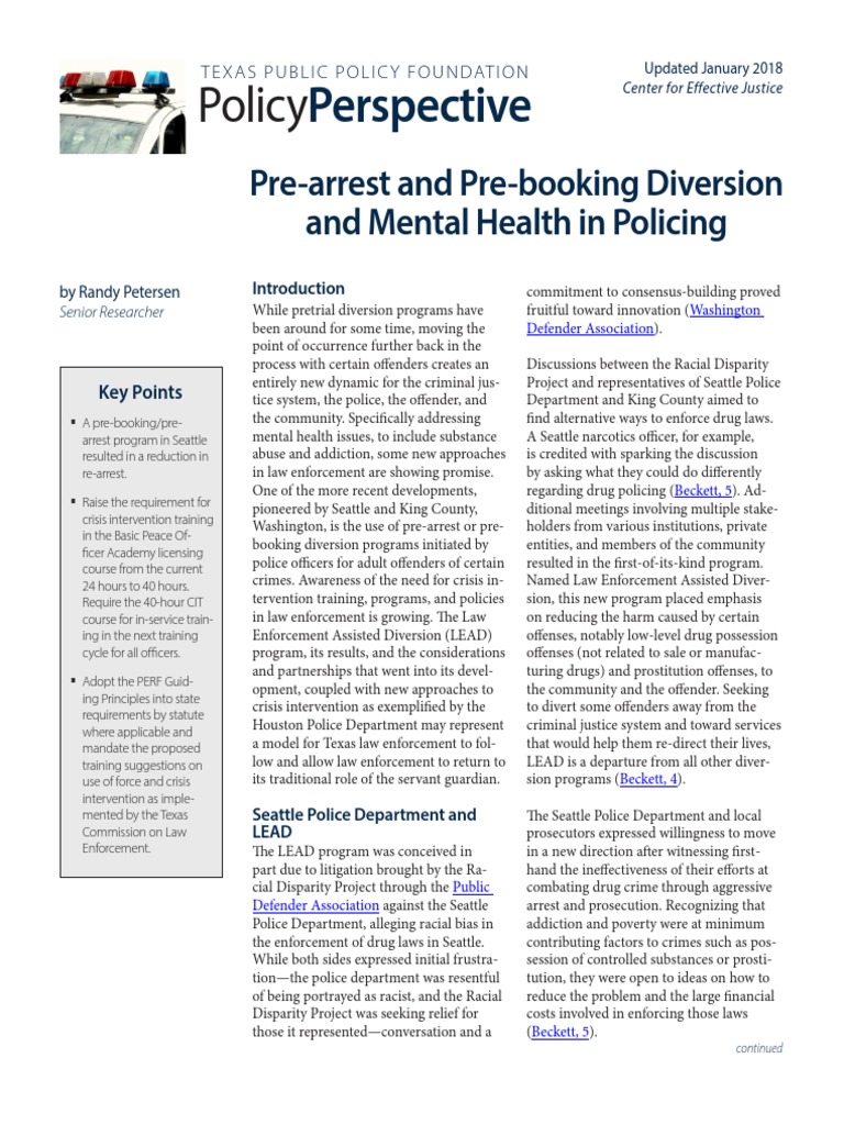 2017 03 PP05 PrearrestPrebookingDiversion CEJ RandyPeterson | PDF | Police | Prison