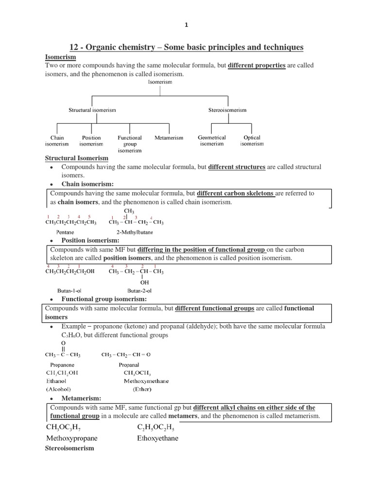Organic Chemistry: Isomerism & Reactions | PDF | Isomer | Molecules