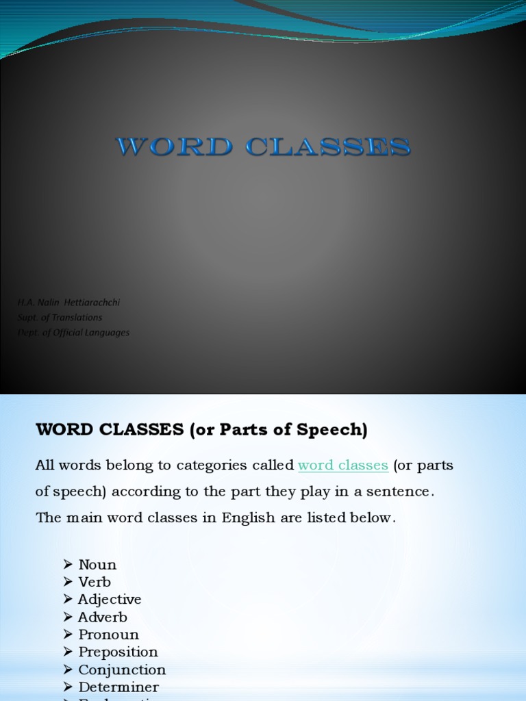 Word Classes | PDF | Part Of Speech | Adverb