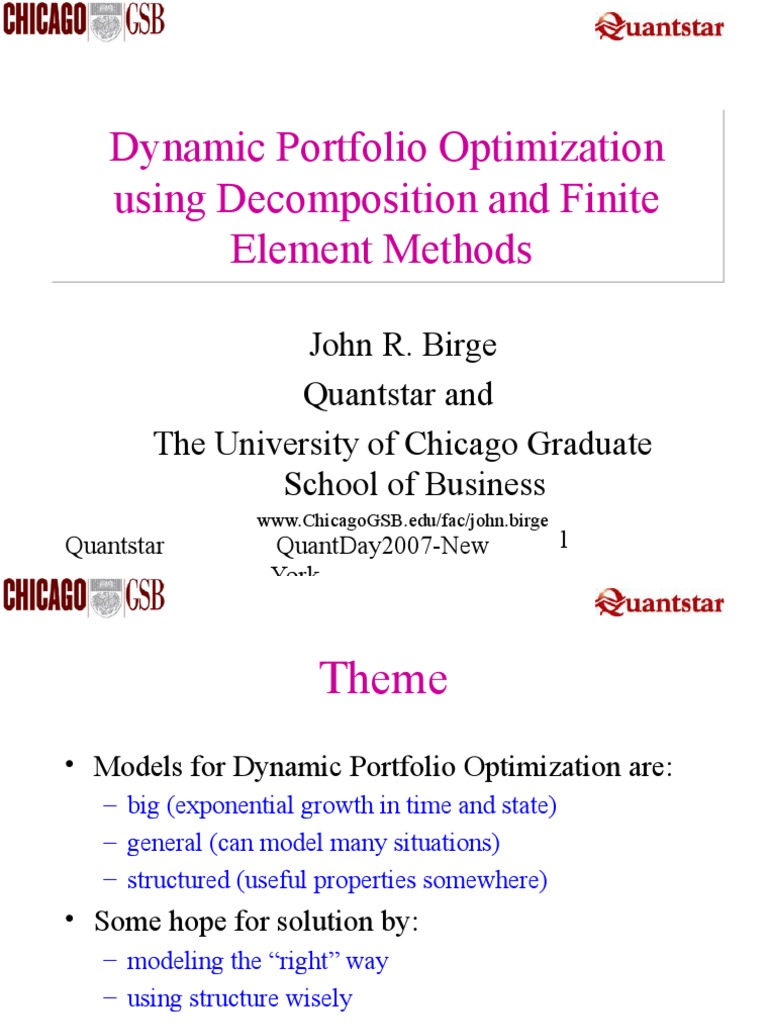 Dynamic Portfolio Optimization Using Decomposition and Finite Element Methods | PDF | Finite ...