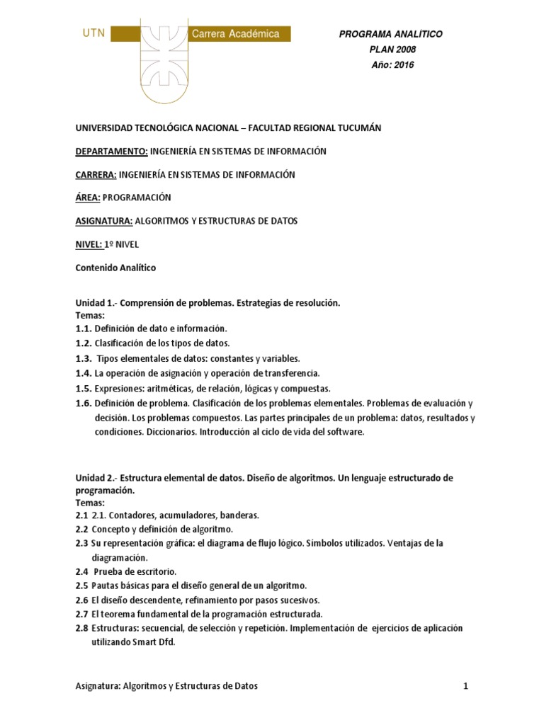 Algoritmo y Estructura de Datos (Corregido) | PDF | Lenguaje de programación | Estructura de ...