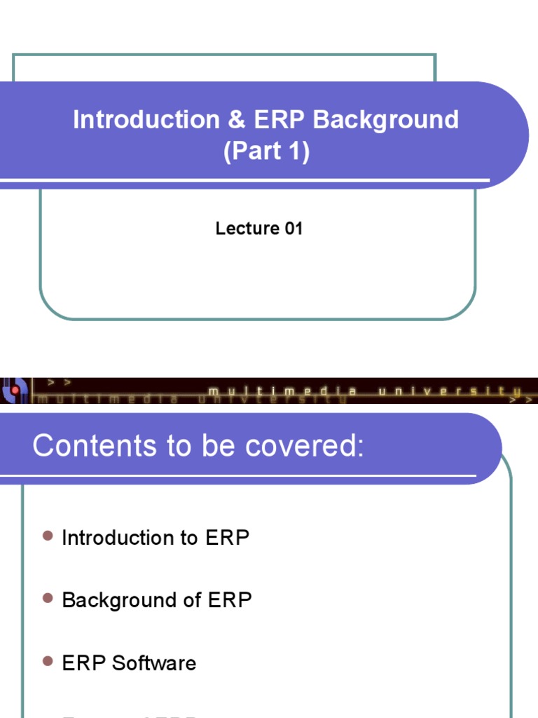 Lecture 01 - Introduction ERP Background Part 1 | PDF | Enterprise ...