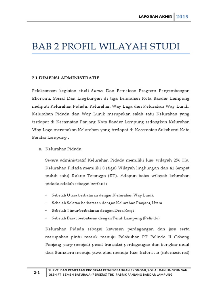 BAB 2 Gambaran Umum Wilayah Studi | PDF