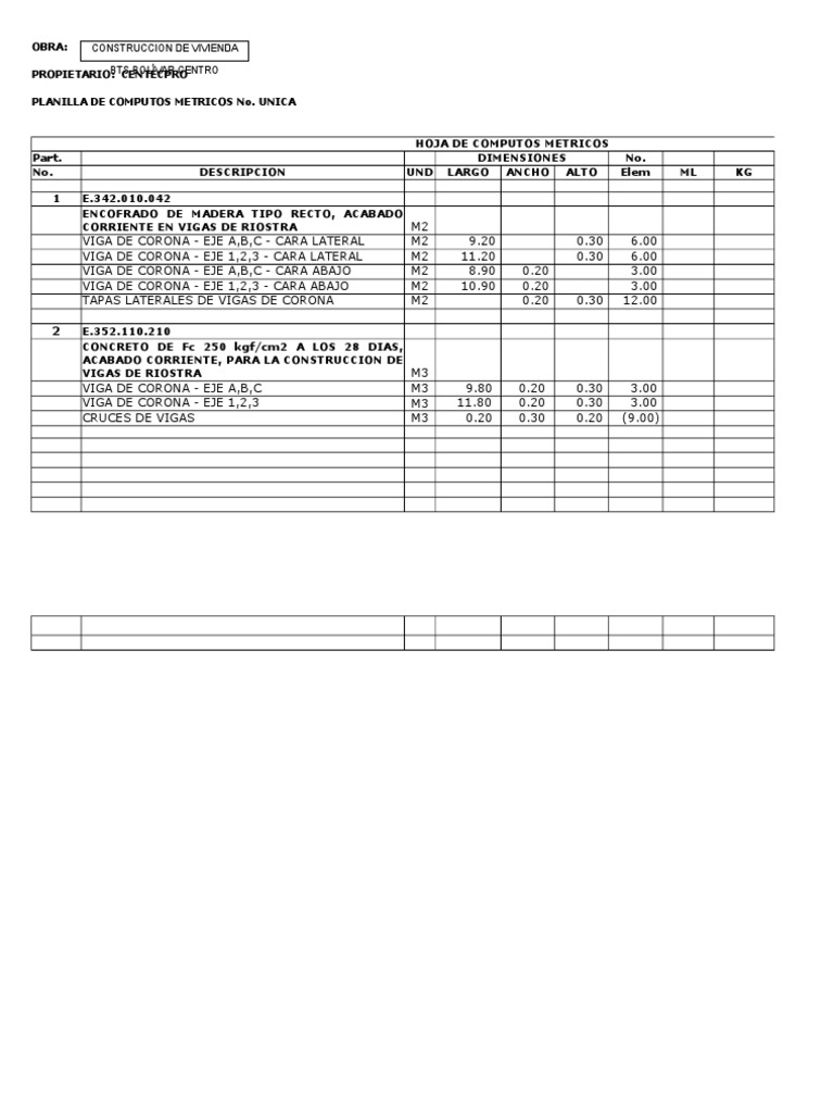 Cómputos Métricos EFREN EDIFICIO | PDF