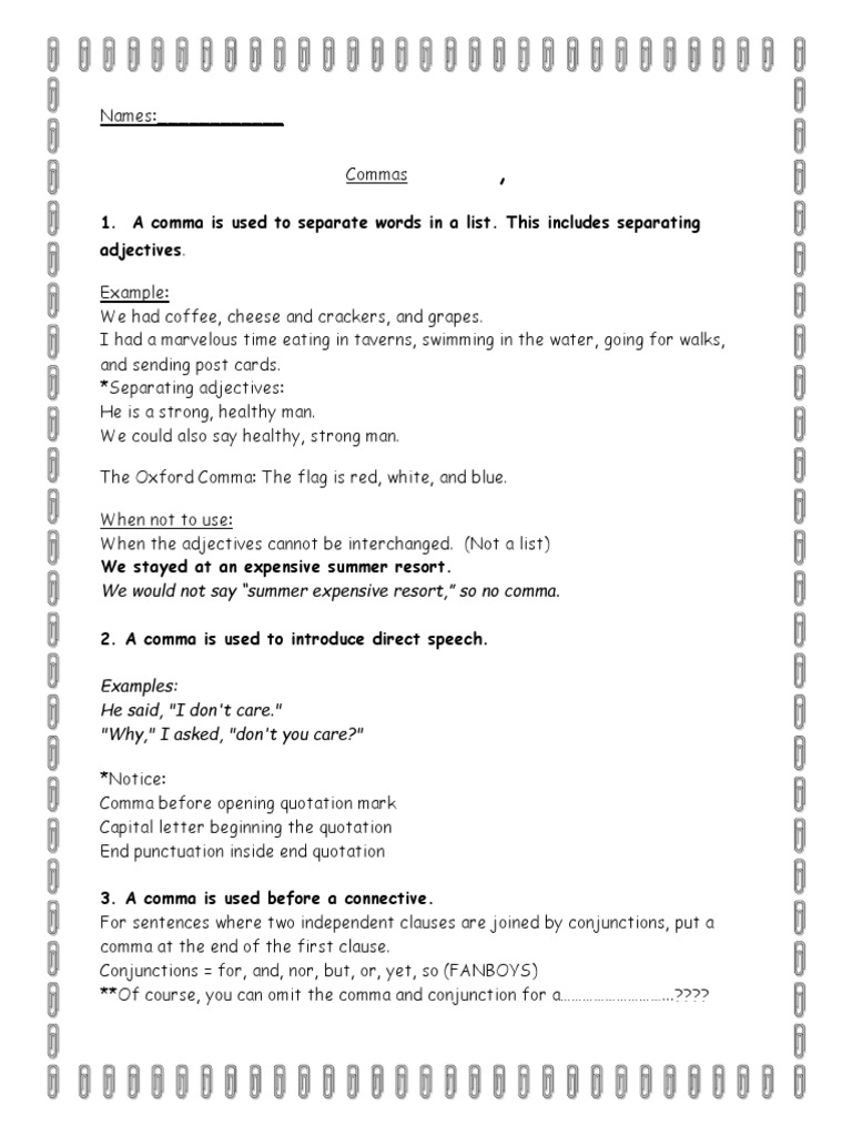 Comma Usage Rules Explained | PDF | General Fiction