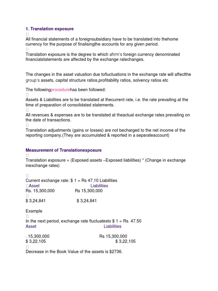 FX Translation Exposure | PDF | Business | Law