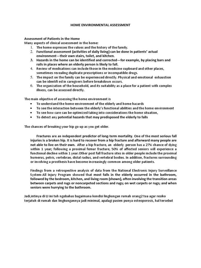 Home Environmental Assessment | PDF | Medicine | Clinical Medicine