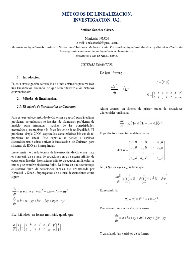 Metodos de Linealizacion | PDF | Linealidad | Ecuaciones