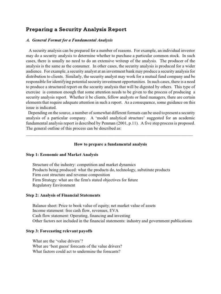How To Prepare A Security Analysis Report by Poitras | PDF | Financial ...