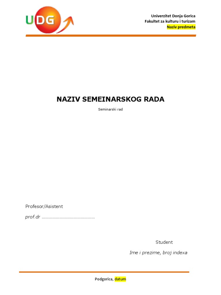 Izgled Seminarskog Rada | PDF