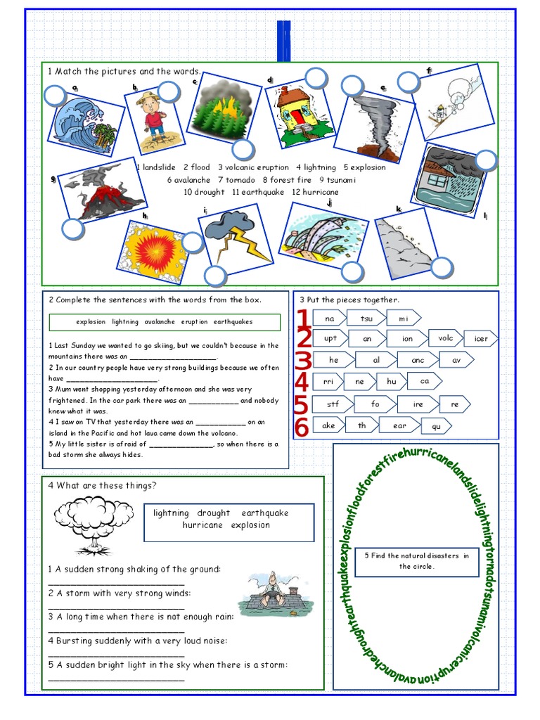 Natural Disasters Vocabulary Worksheet | PDF | Types Of Volcanic ...