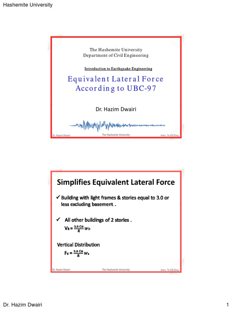 Lecture 7.1 Equivalent Lateral Force UBC Code | PDF | Structure Of The ...