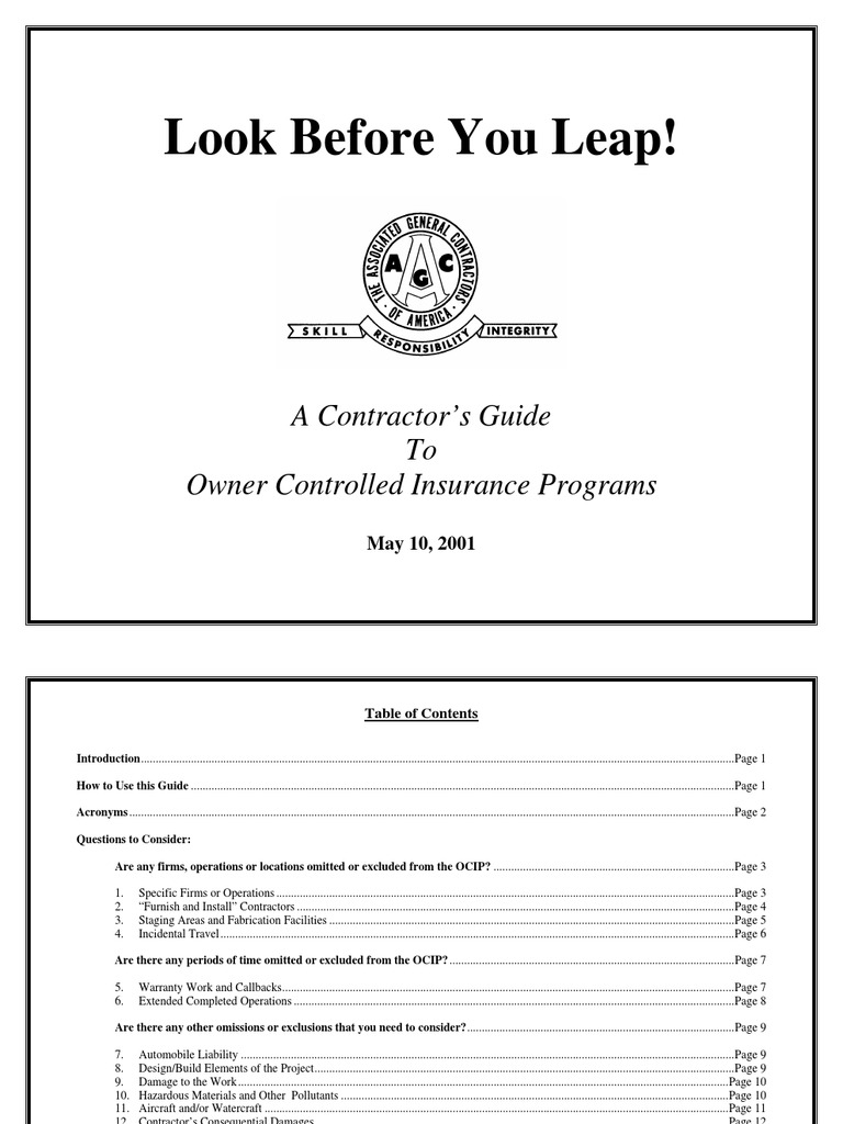 OCIPS - Look Before You Leap | PDF | Indemnity | Insurance