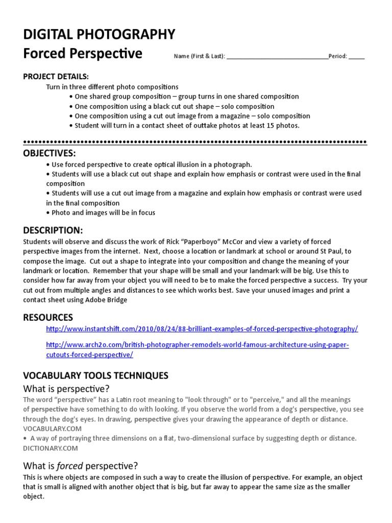 Forced Perspective Assignmentvocab | PDF | Composition (Visual Arts ...
